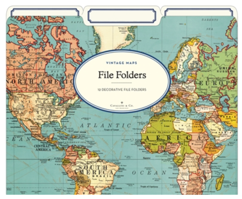 Cavallini File Folder - World Map – Take Note Stationery Boutique